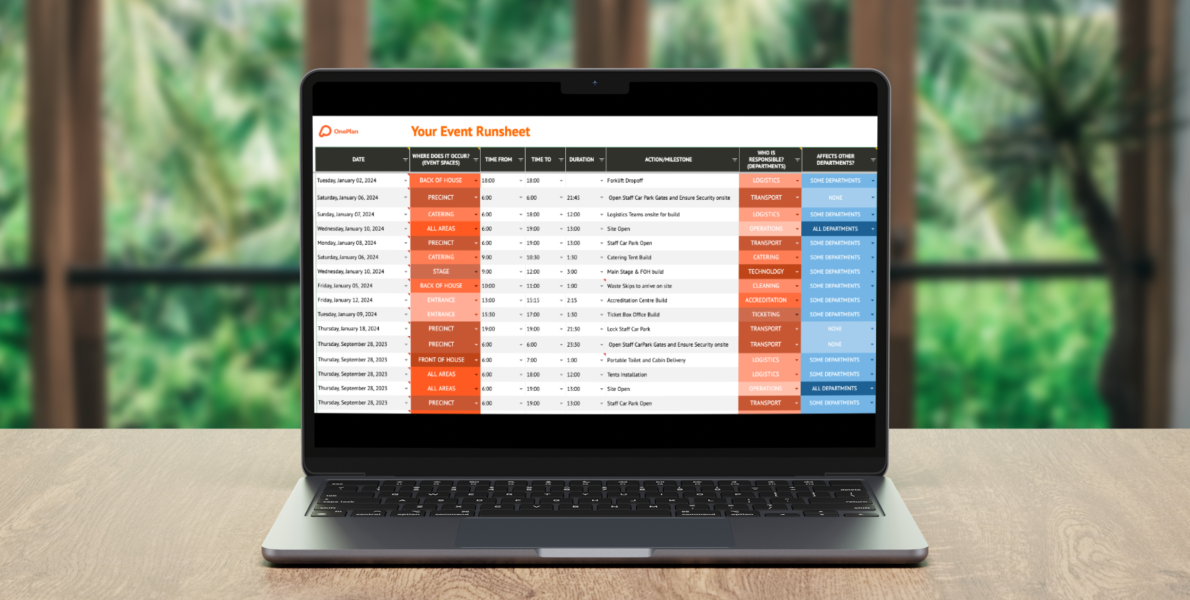 Plan your event schedule with OnePlan's Schedule Template - OnePlan Events